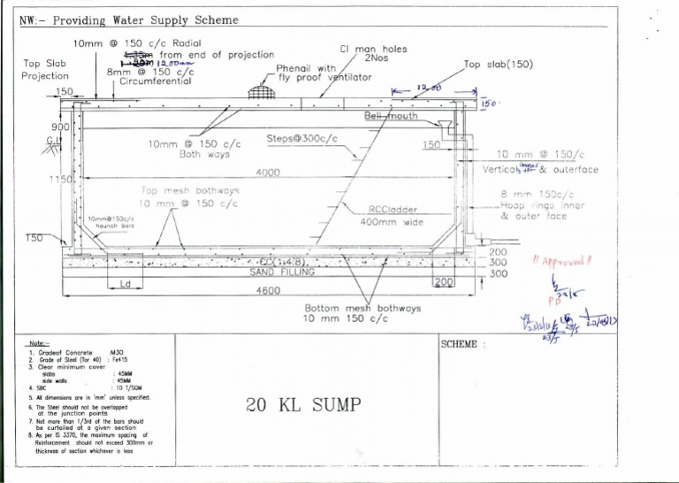 20 KL Sump: NW: - Providing Water Supply Scheme | PDF | Architectural ...