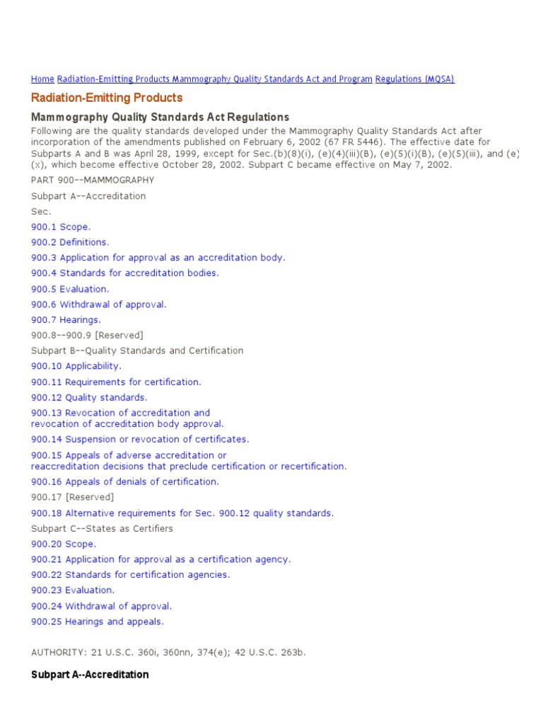 Regulations (MQSA) - Mammography Quality Standards Act Regulations ...