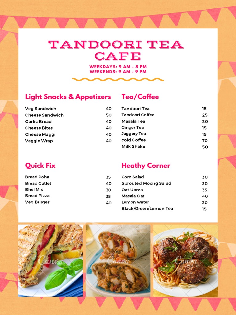 Tandoori Cafe Menu PDF | PDF