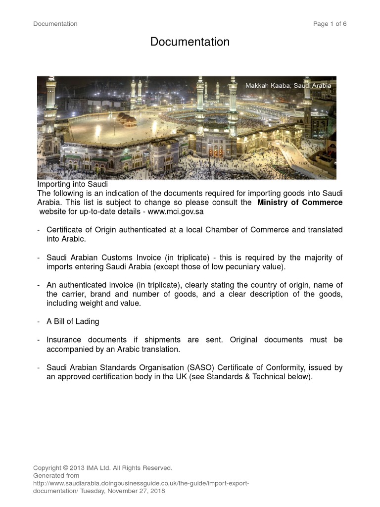 Import & Export Documentation | PDF | Saudi Arabia | Invoice