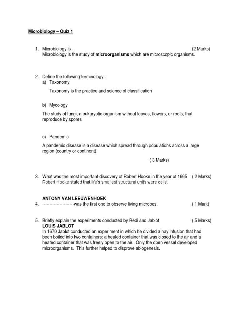 Microbiology Quiz - Basic | Download Free PDF | Microbiology | Louis ...