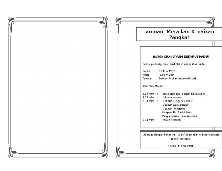 Contoh Kad Jemputan | PDF