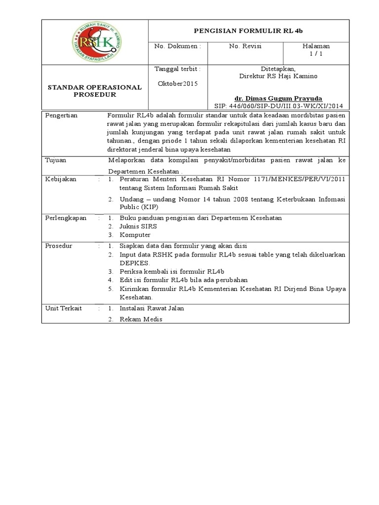 Sop Formulir Rl4b | PDF