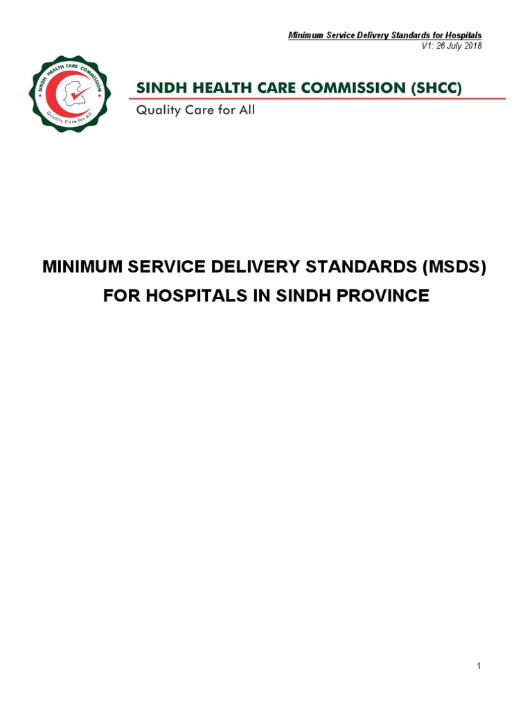 Minimum Service Delivery Standards (MSDS) For Hospitals in Sindh ...