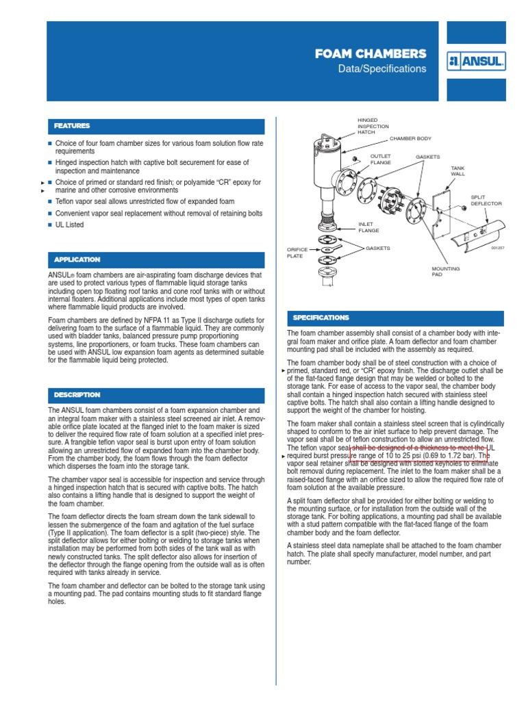 Foam Chamber Ansul | Flow Measurement | Mechanical Engineering
