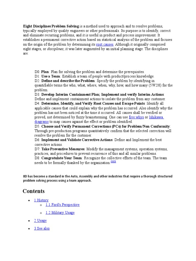 8D Problem Solving | PDF | Cognition | Business