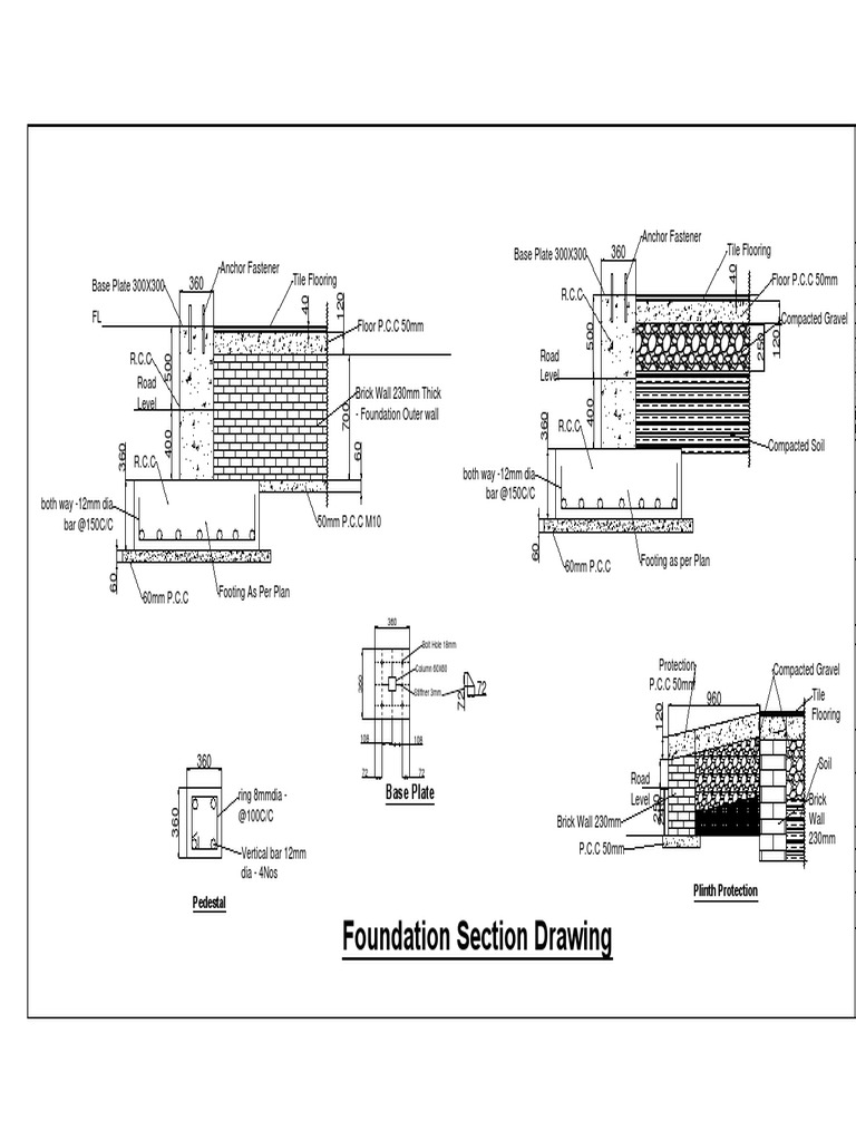 Foundation Section Drawing | Download Free PDF | Components | Building