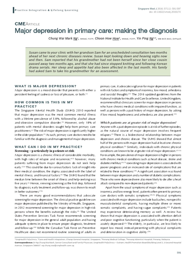 Screening for Major Depression in Primary Care: A Case Study | PDF ...