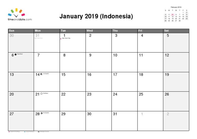 Kalender Januari 2019