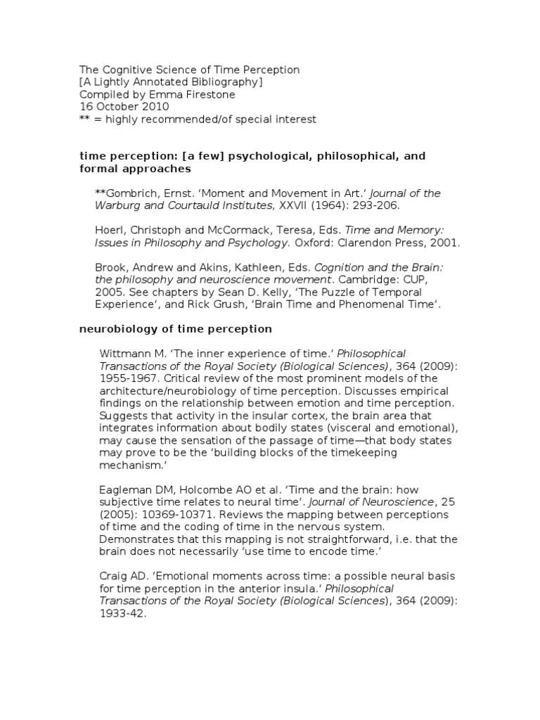 Time Perception (Bibliography) | PDF | Time Perception | Perception