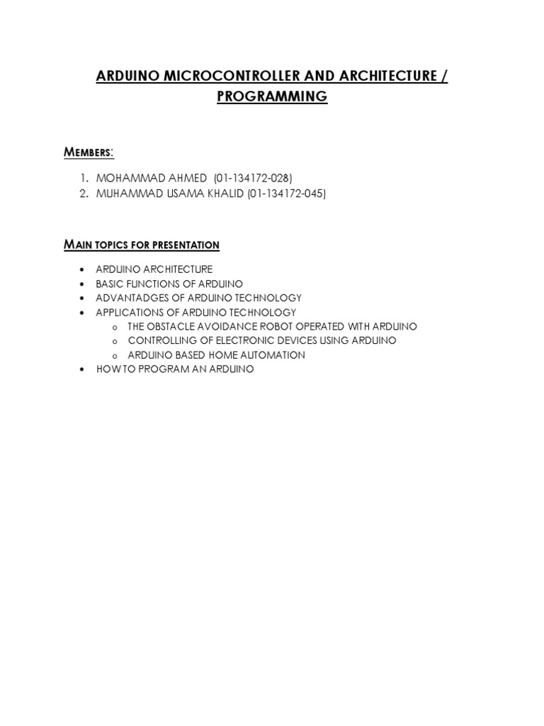 Arduino Microcontroller Overview & Programming | PDF