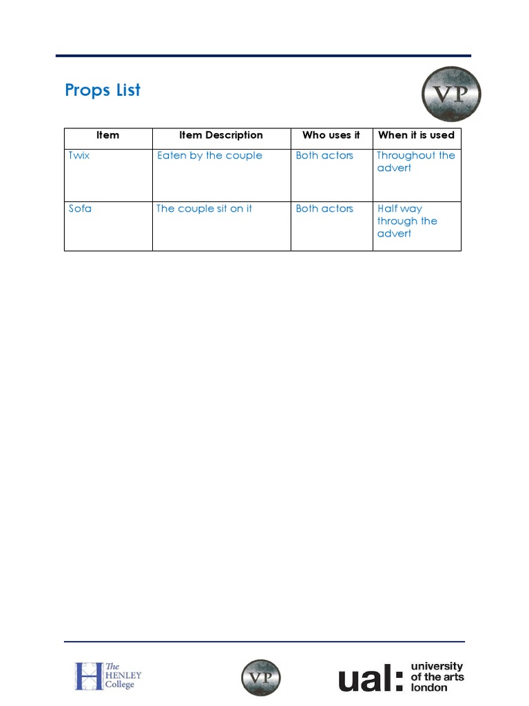 Props Used in Couple's Advert | PDF