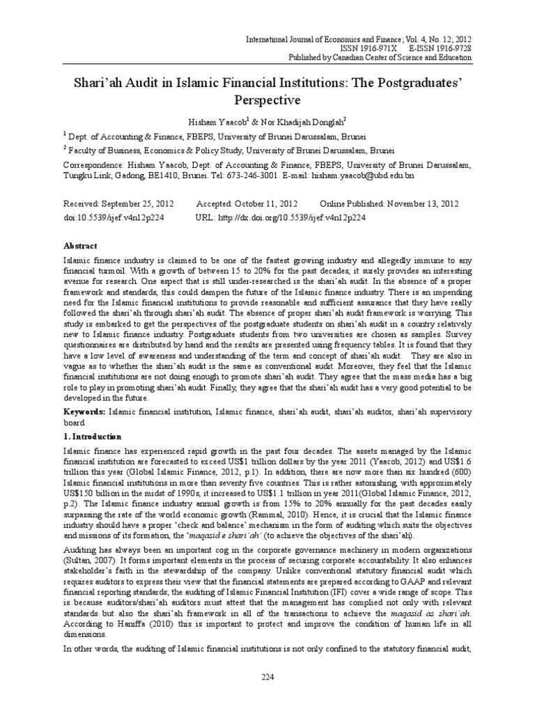 Shariah Audit | PDF | Islamic Banking And Finance | Audit