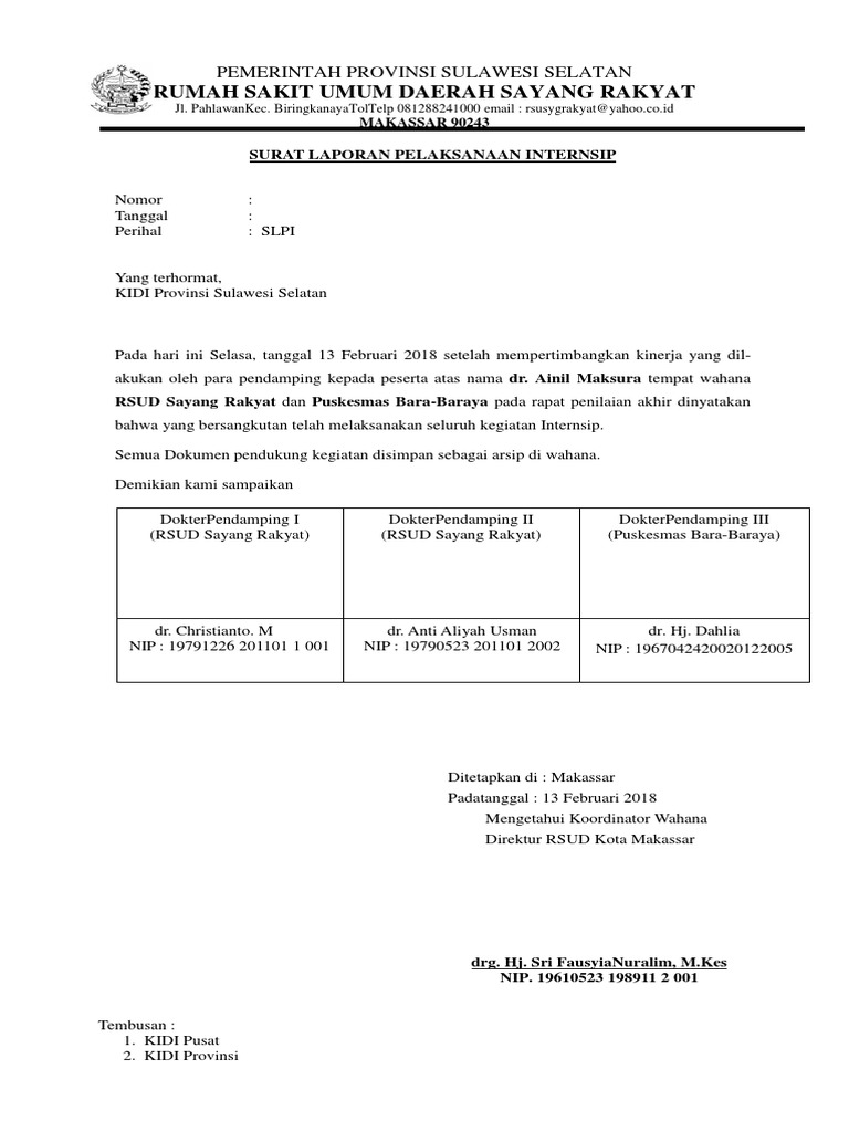Surat Selesai Internship | PDF