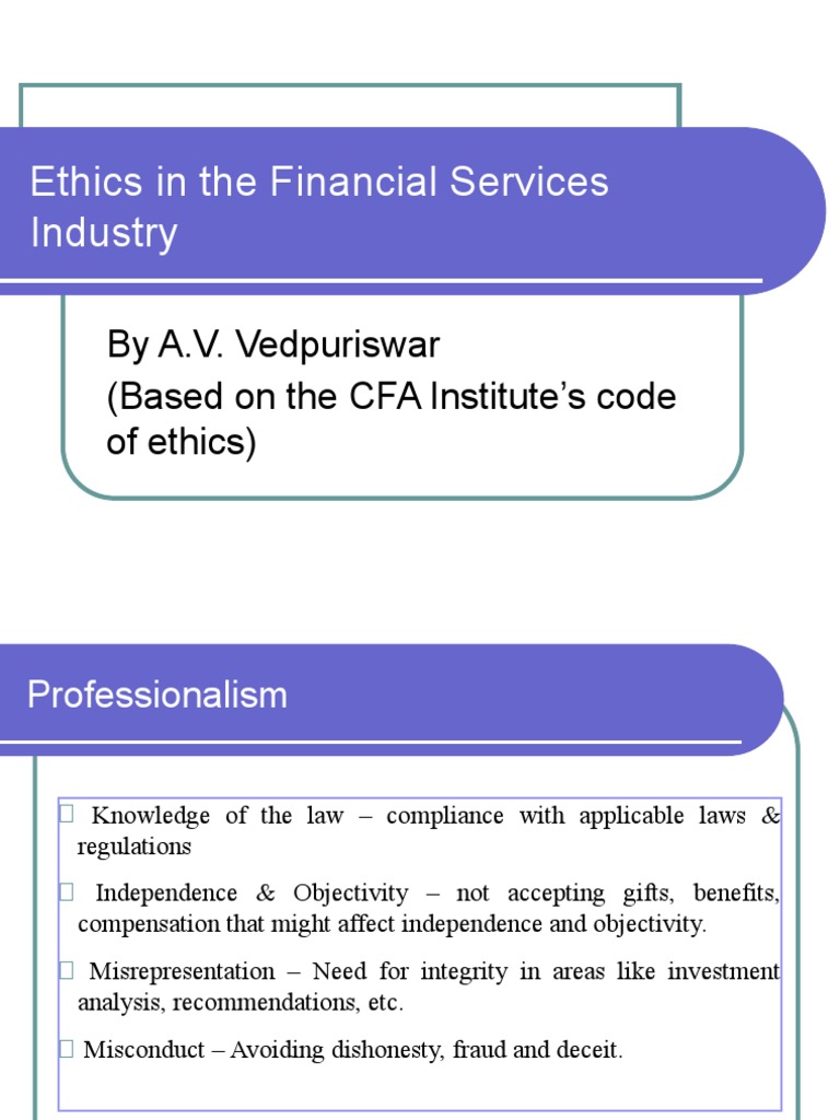Ethics in The Financial Services Industry | PDF | Conflict Of Interest ...