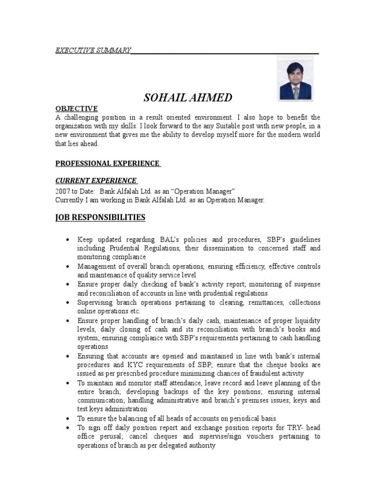CV Sohail | PDF | Regulatory Compliance | Banks