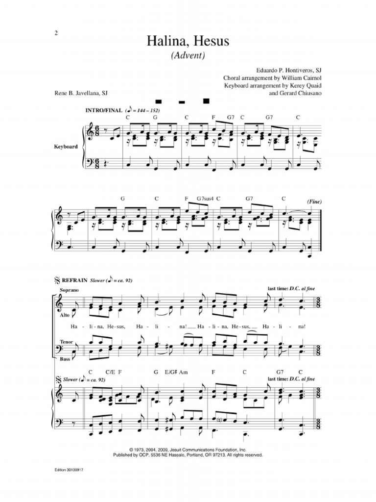 Halina Hesus -SATB Advent Song