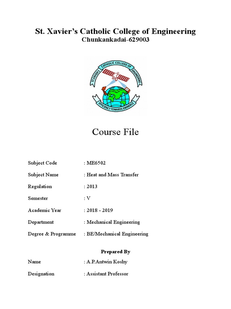 HMT - Course File | PDF | Thermal Conduction | Engineering