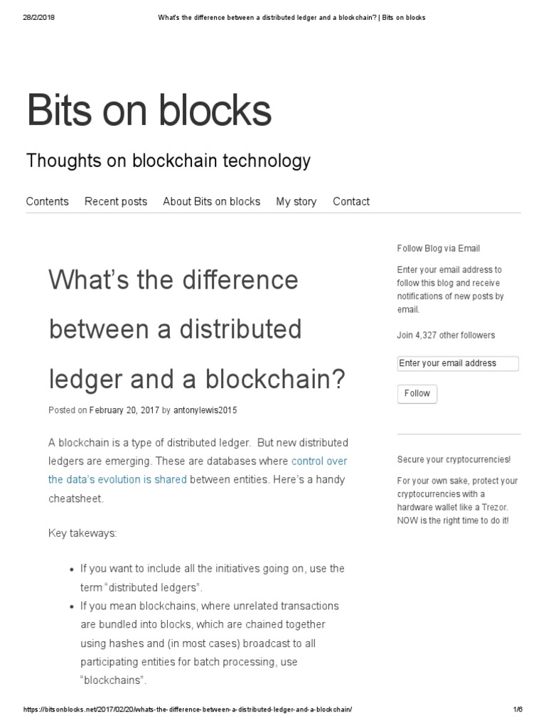 Difference Between Distributed Ledger & Blockchain - PDF | PDF ...