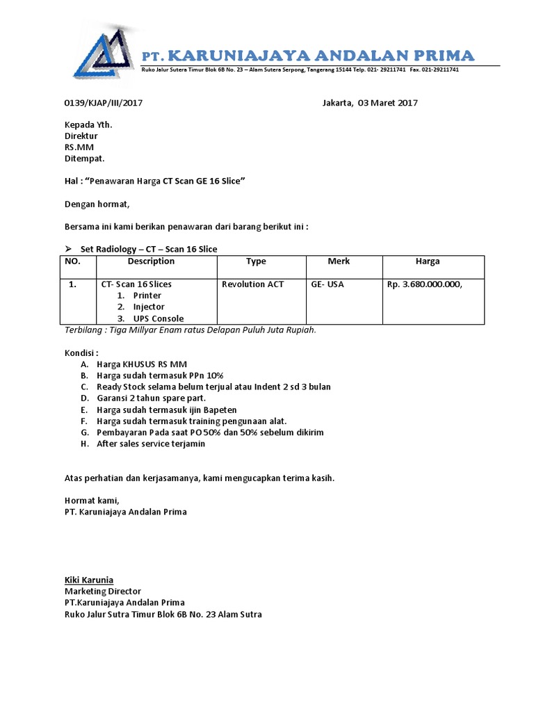 Penawaran Harga CT Scan GE 16 Slice | PDF
