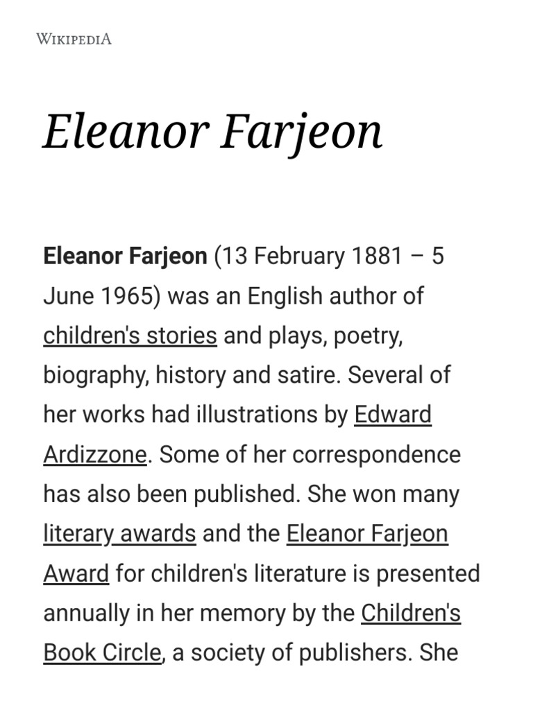 Eleanor Farjeon - Wikipedia PDF | PDF | Books | Poetry