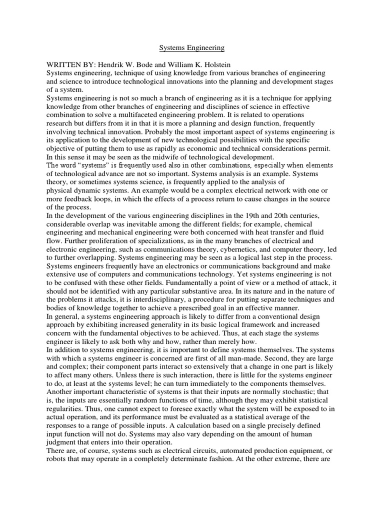 Systems Engineering | PDF | System | Engineering