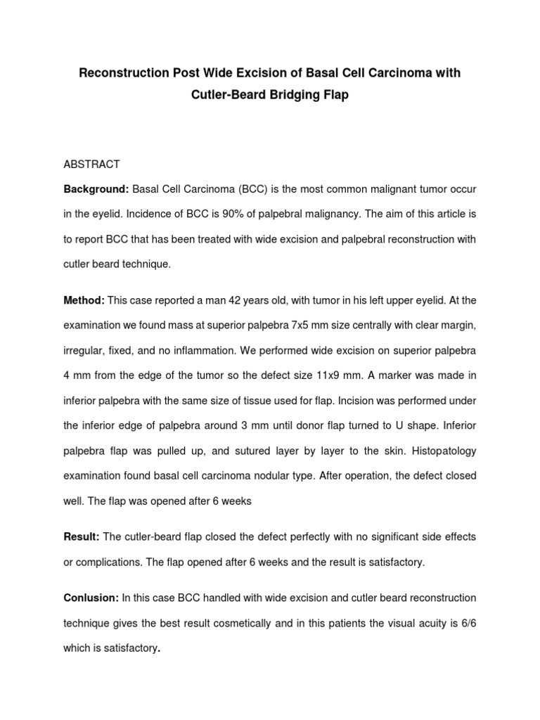 Reconstruction of Eyelid Defect with Cutler-Beard Flap after Basal Cell ...