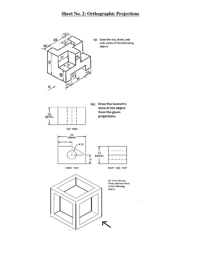 Sheet No. 2: Orthographic Projections | PDF