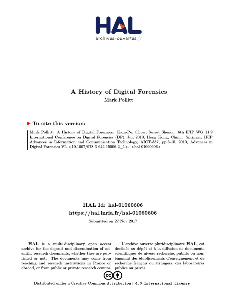 A History of Digital Forensics: To Cite This Version | PDF | Digital ...