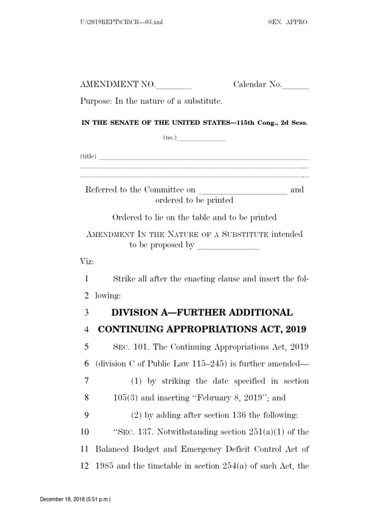 Continuing Resolution Until Feb 2019 | Download Free PDF | Paygo ...