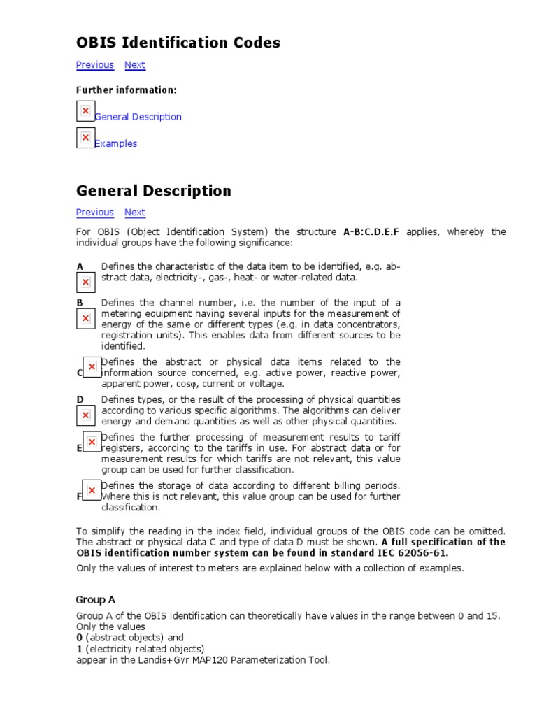 OBIS Identification Codes de LANDIS | PDF | Data | C (Programming Language)