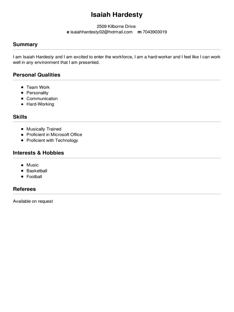 Isaiah Hardesty Resume | PDF