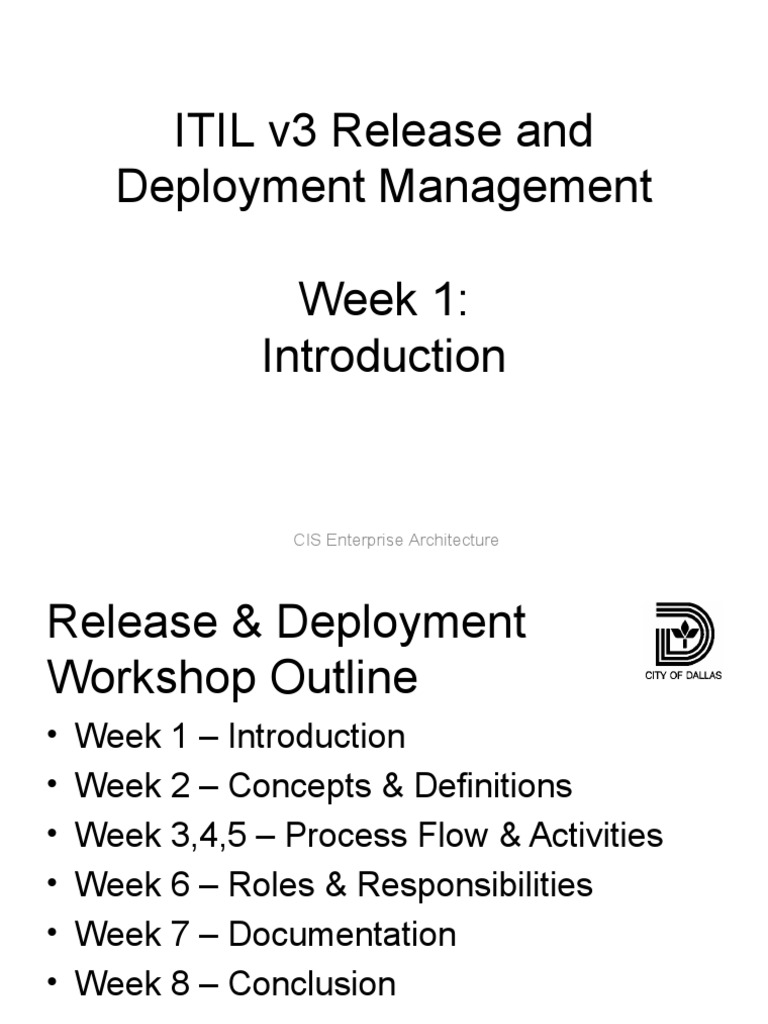 ITIL v3 Release and Deployment Management - Week 1 | PDF | Enterprise ...