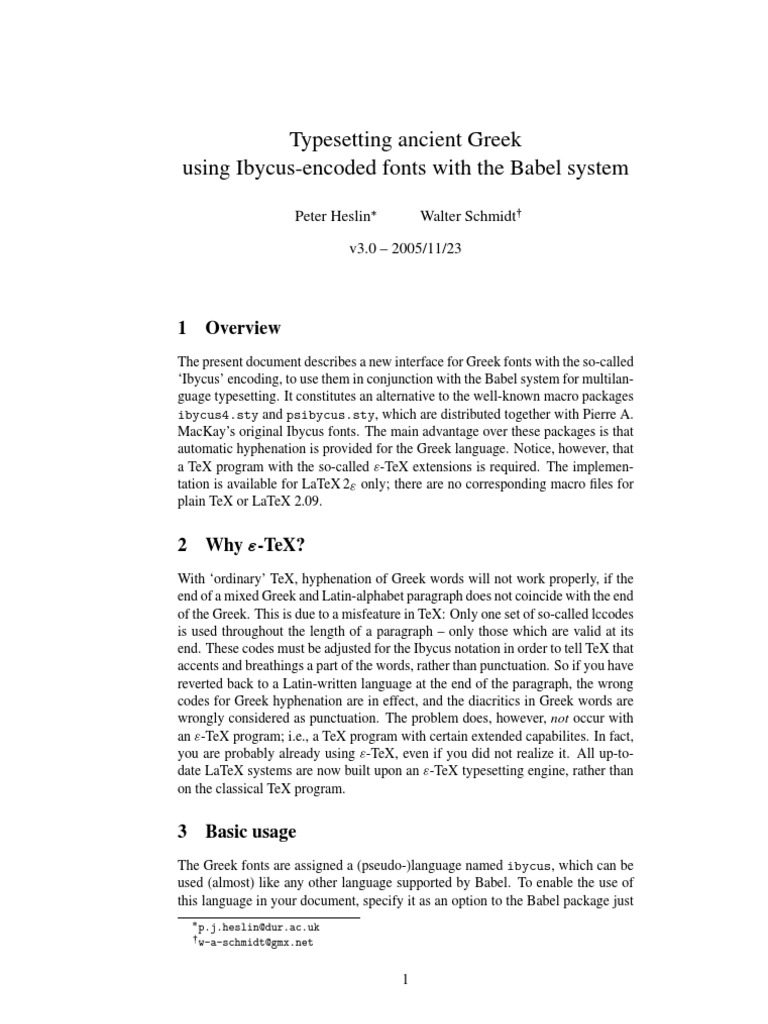 Ibycus Babel | PDF | Te X | Typefaces