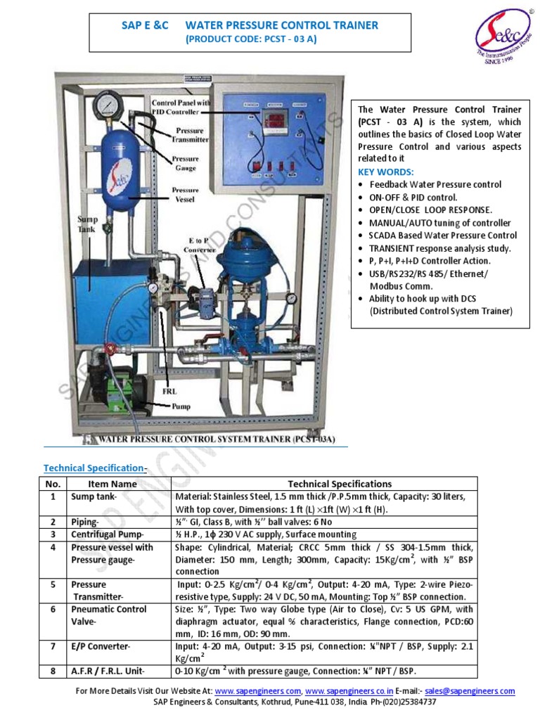 3-Pcst-03 A Water Pressure Control System | PDF | Control Theory | Scada