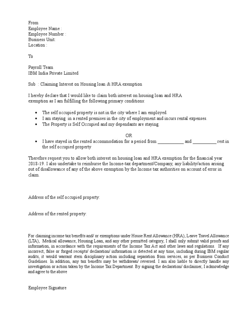 Hra HL Declaration | PDF | Payroll Tax | Taxes