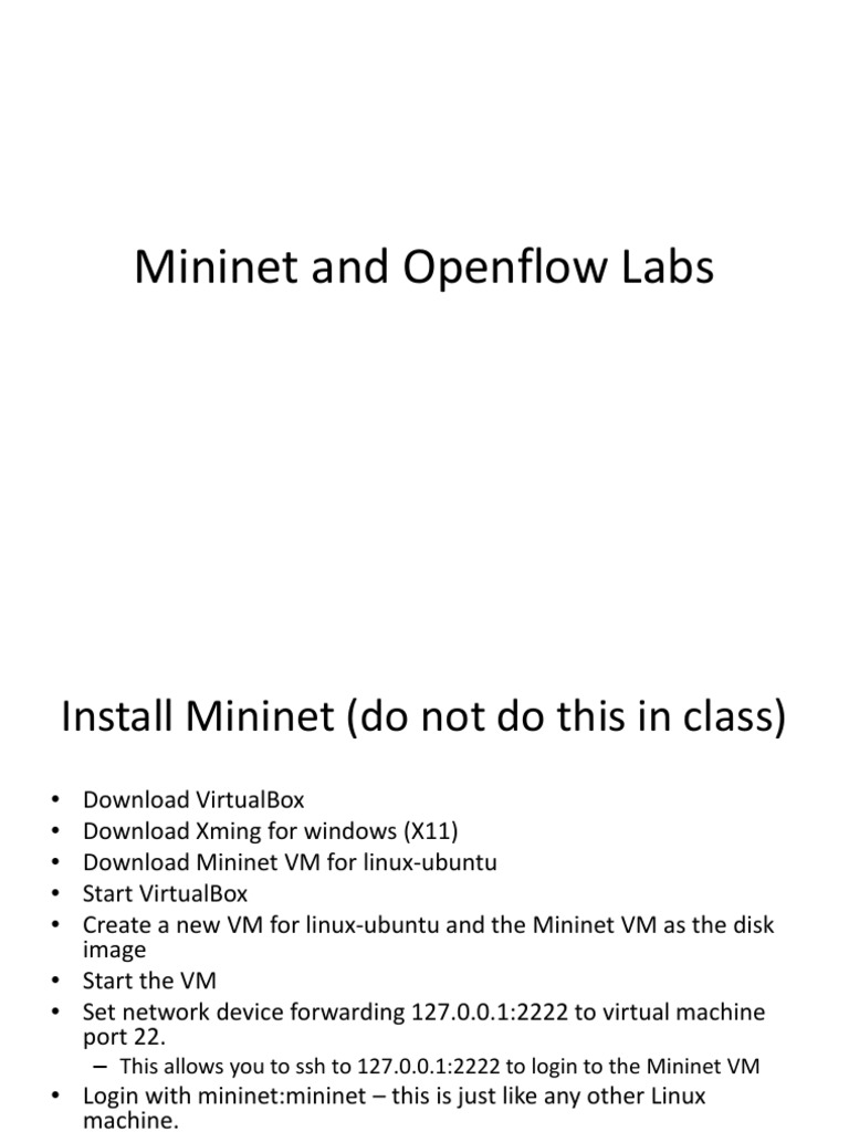 Mininet and Openflow Labs | PDF | Transmission Control Protocol | Virtual Machine
