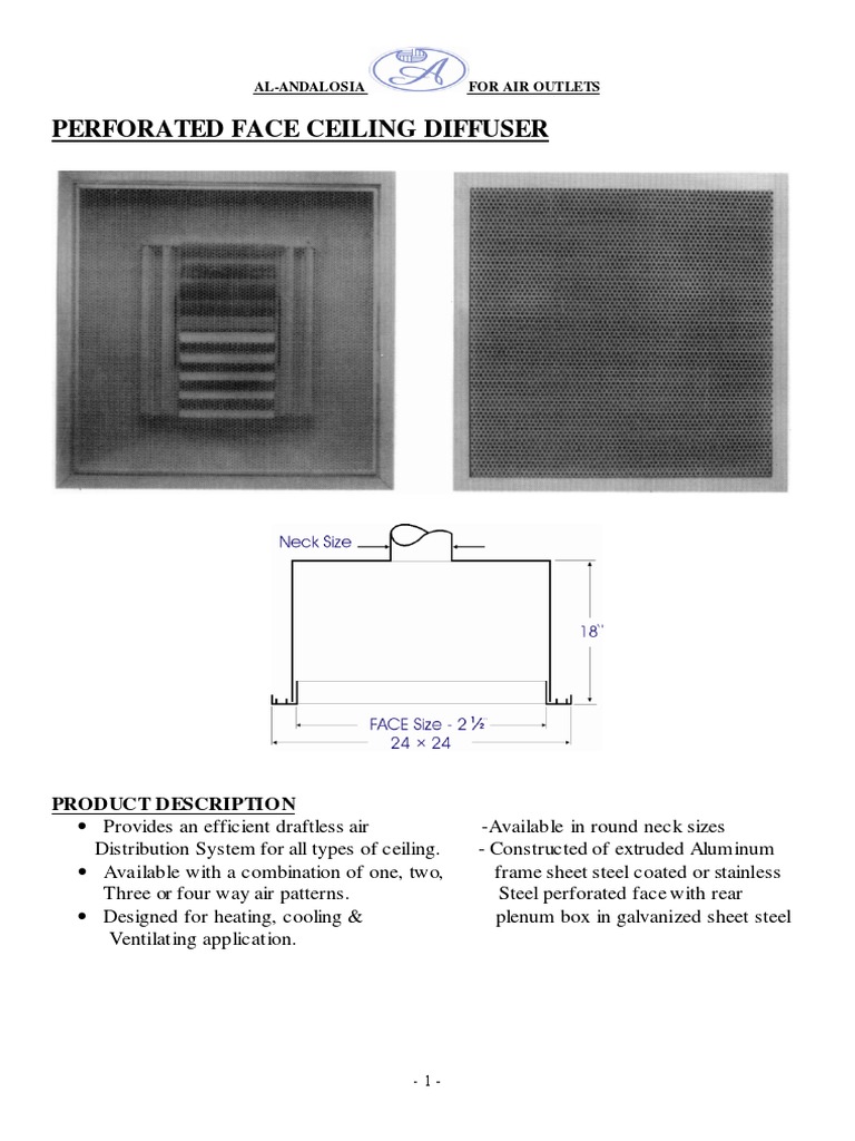 Perforated Face Ceiling Diffuser Specs | PDF | Electromechanical ...