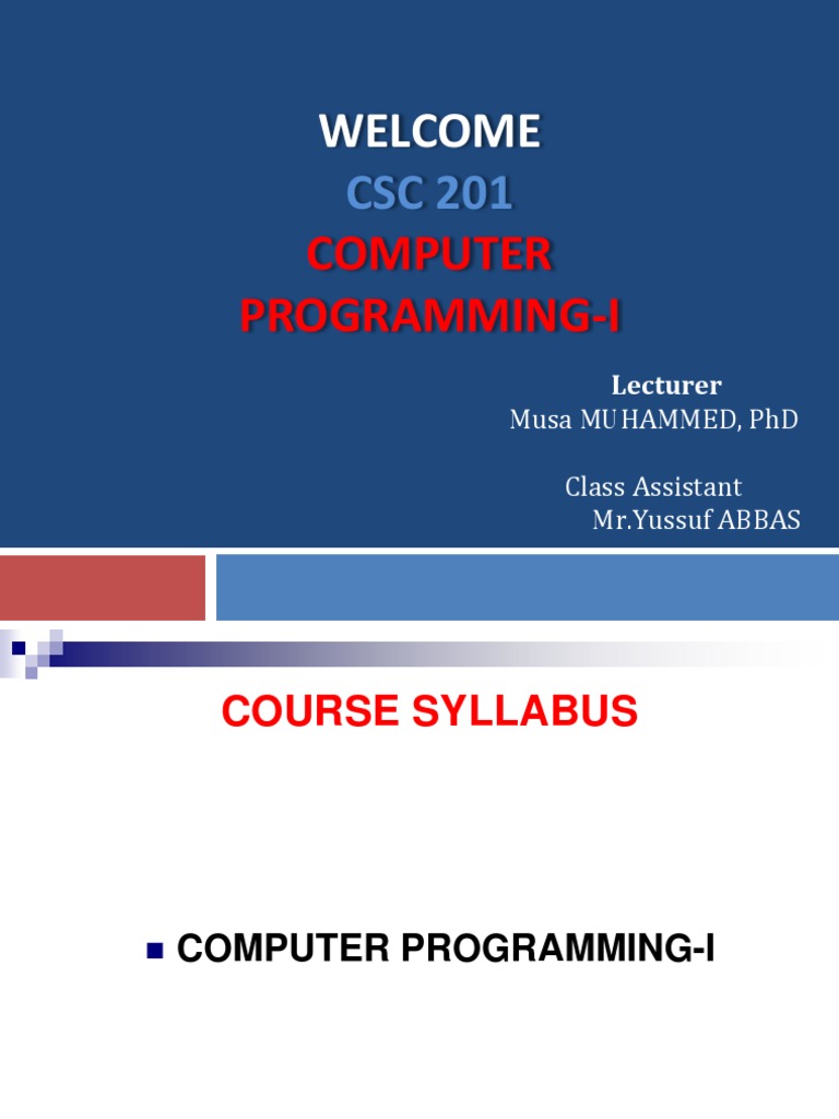 Welcome Computer Programming I Pdf Computer Program Programming