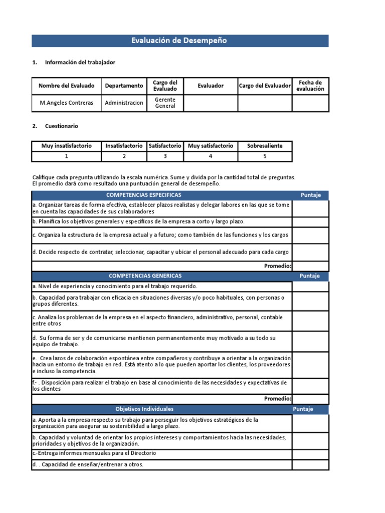 Formatos de Evaluacion de Desempeño | Gestión de recursos humanos | Hvac