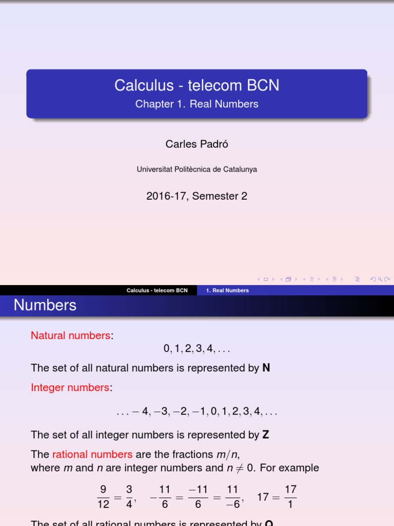 Calculus - Telecom BCN: Chapter 1. Real Numbers | PDF | Real Number ...