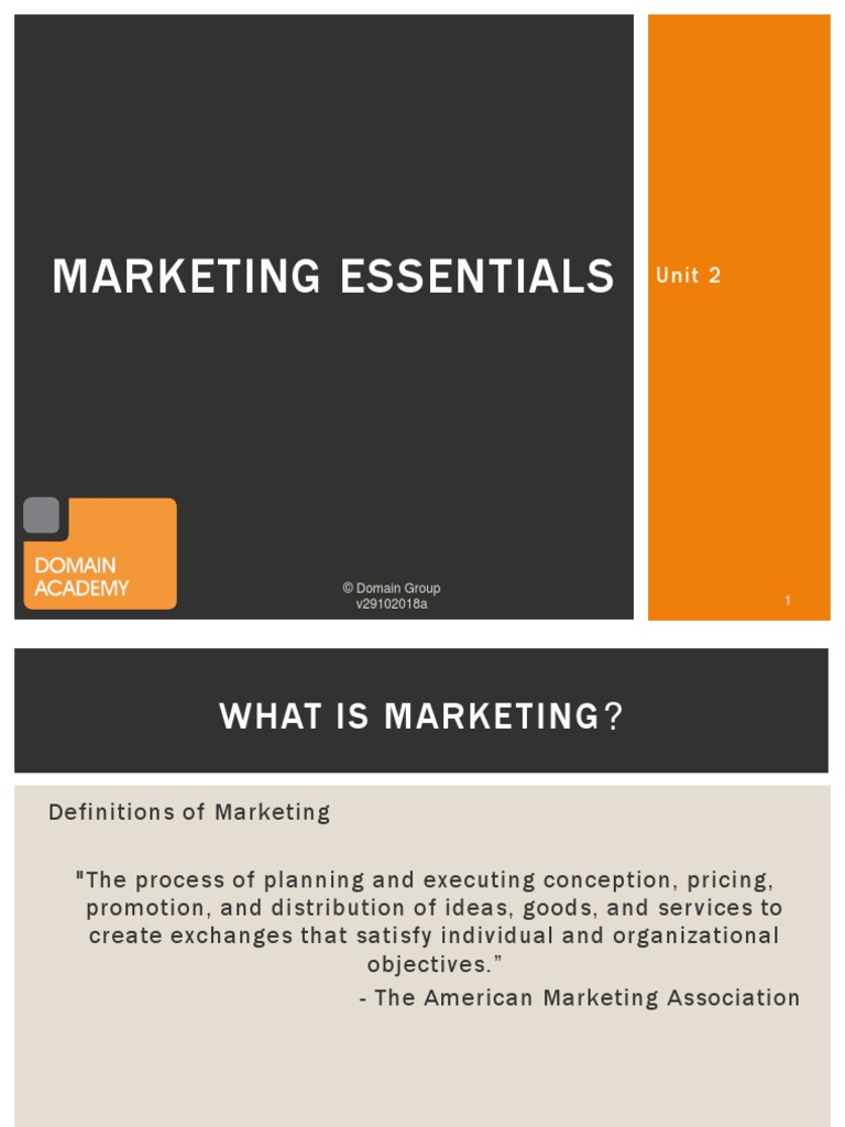 Marketing Essentials - Session 1 | PDF | Marketing | Sales