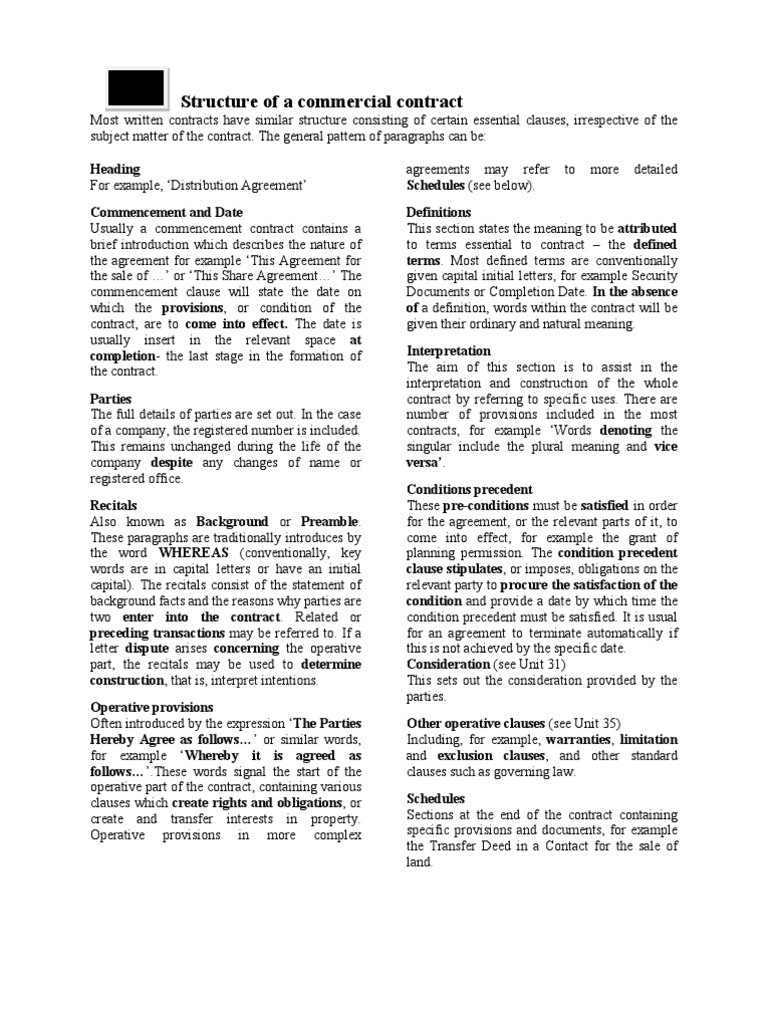 (Unit 33) Structure of A Commercial Contract | PDF | Civil Law (Legal ...