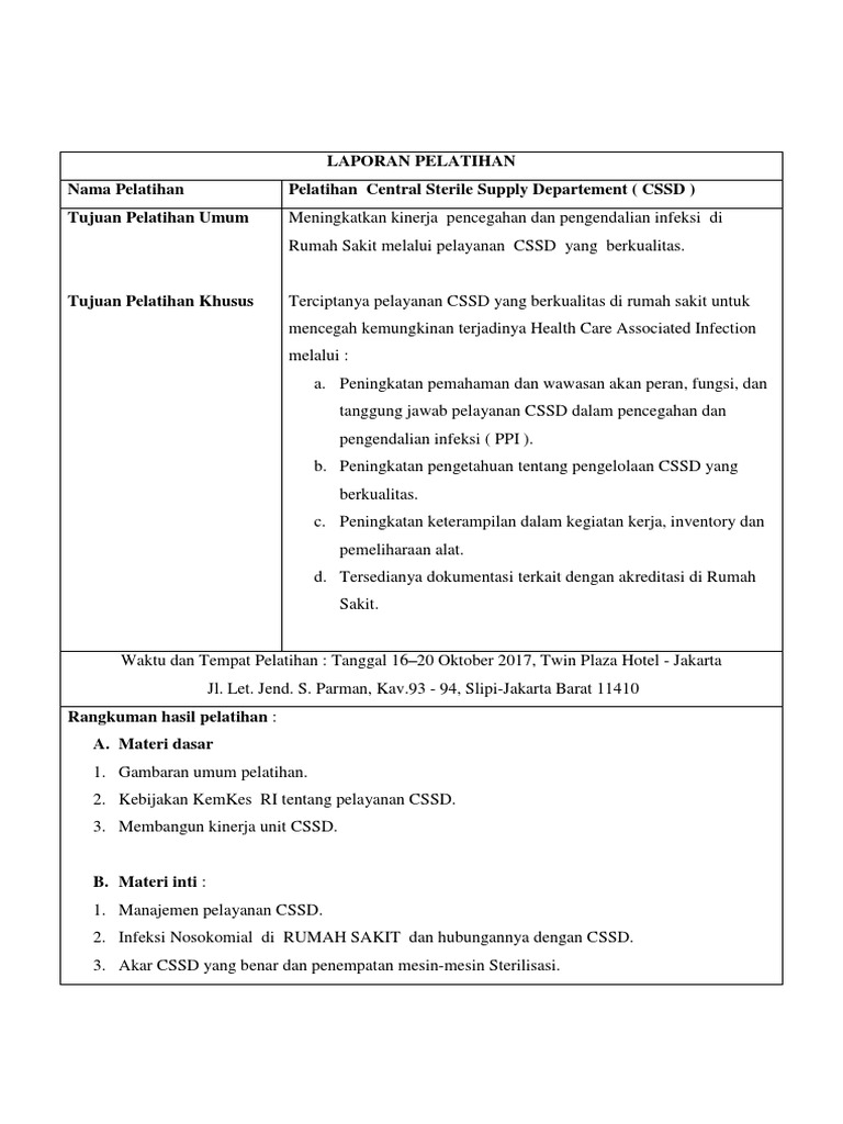Laporan Kegiatan CSSD | PDF