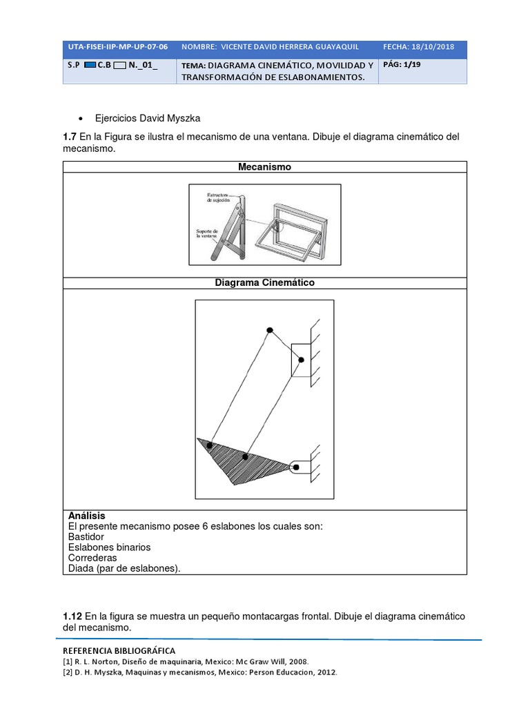 1.7 En la Figura se ilustra el mecanismo de una ventana. Dibuje el ...