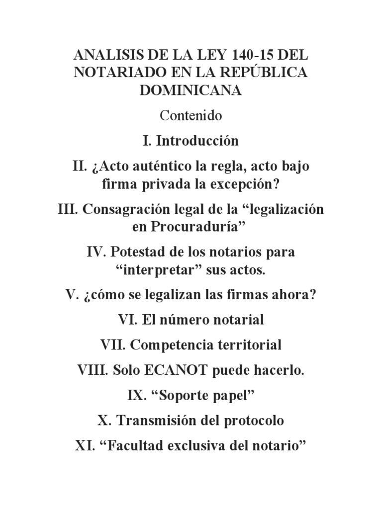 Analisis de La Ley 140-15 Del Notariado en La República Dominicana ...