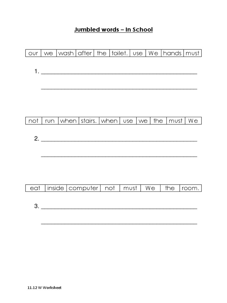Rearranging Sentences Worksheet for Kids | PDF | Business | Computers