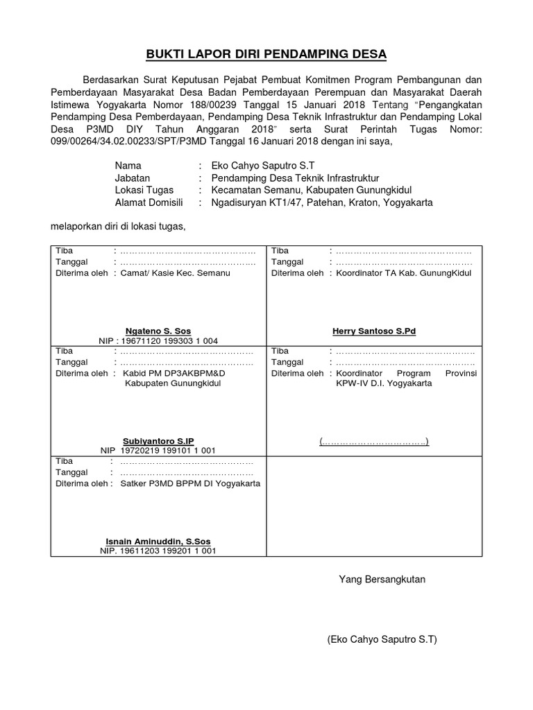 Format Lapor Diri | PDF