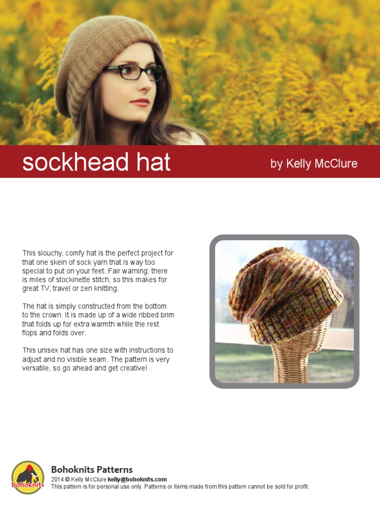 Sock Head Hat | PDF | Knitting | Yarn