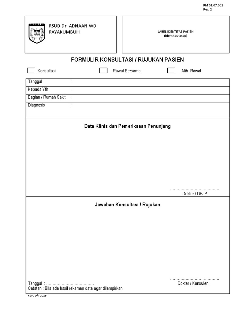 5 Form. Konsultasi Rujukan Pasien | PDF